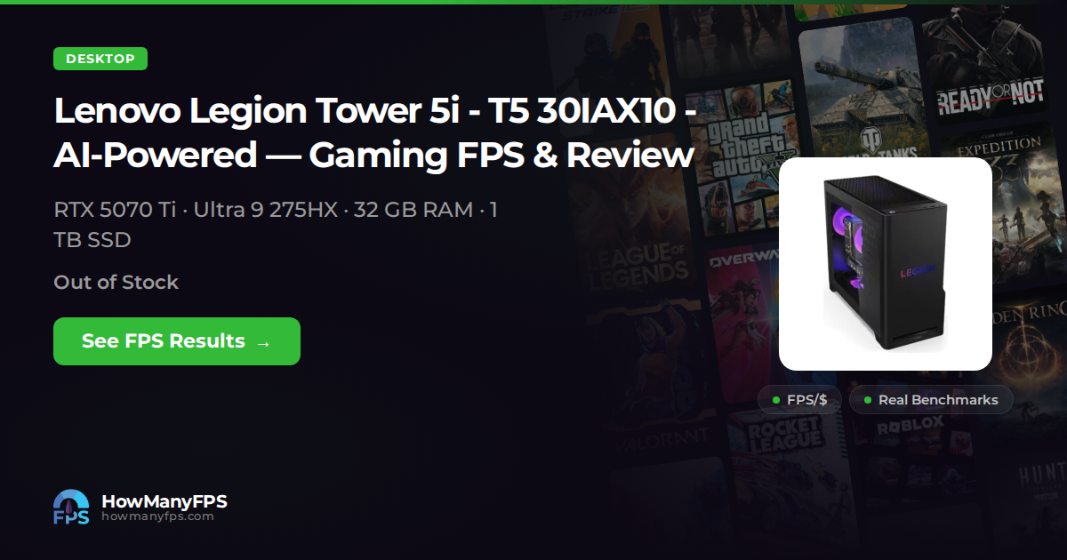 Lenovo Legion Tower 5i - T5 30IAX10 - AI-Powered Gaming PC, RTX 5070 Ti ...