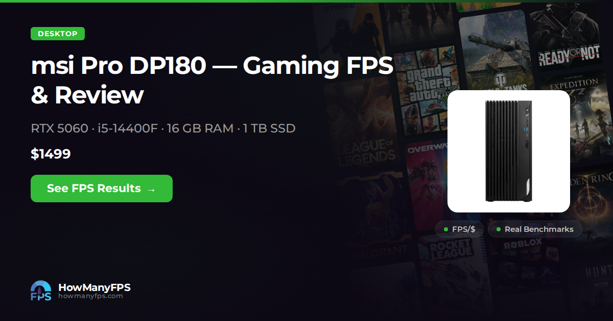 msi Pro DP180 Gaming PC, RTX 5060, i5-14400F, 16 GB RAM, 1 TB PCIe NVMe ...