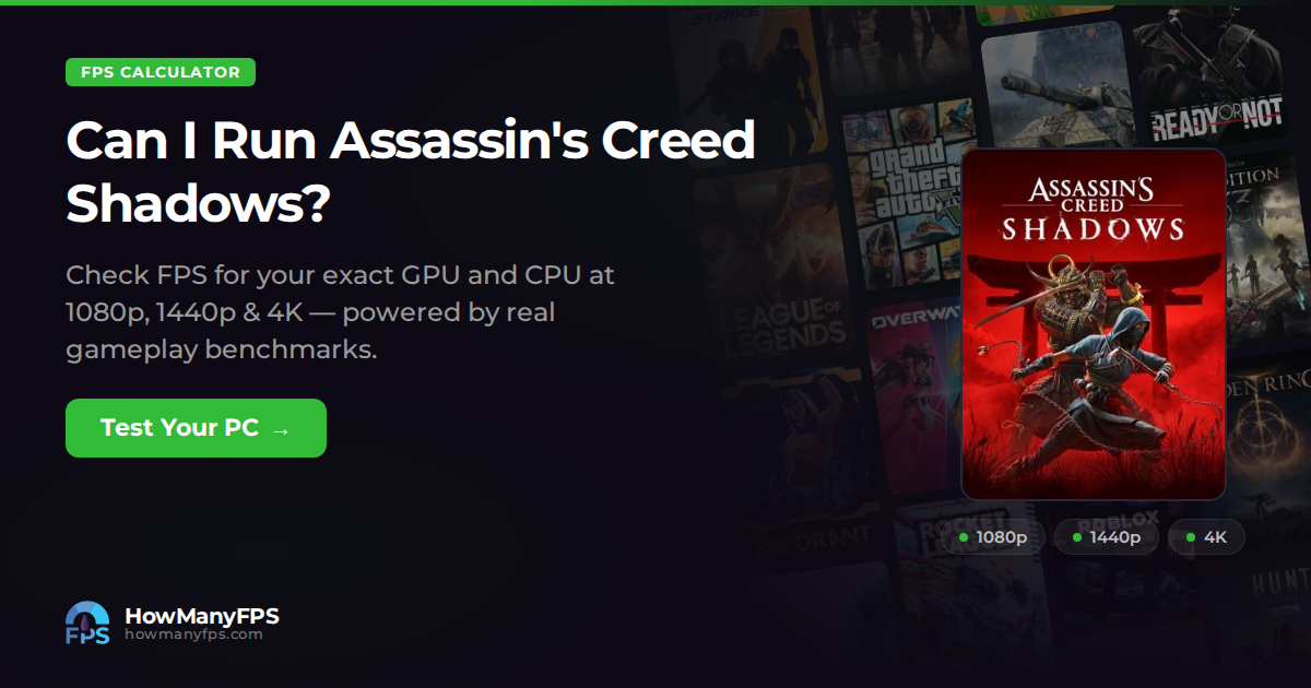 Assassin's Creed Shadows FPS Calculator – HowManyFPS