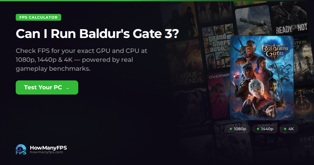 Baldur's Gate 3 FPS Calculator – HowManyFPS