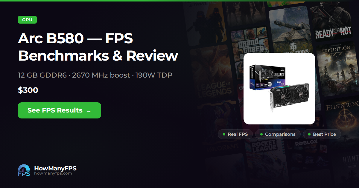 Arc B580: FPS, Specs & Benchmarks – HowManyFPS