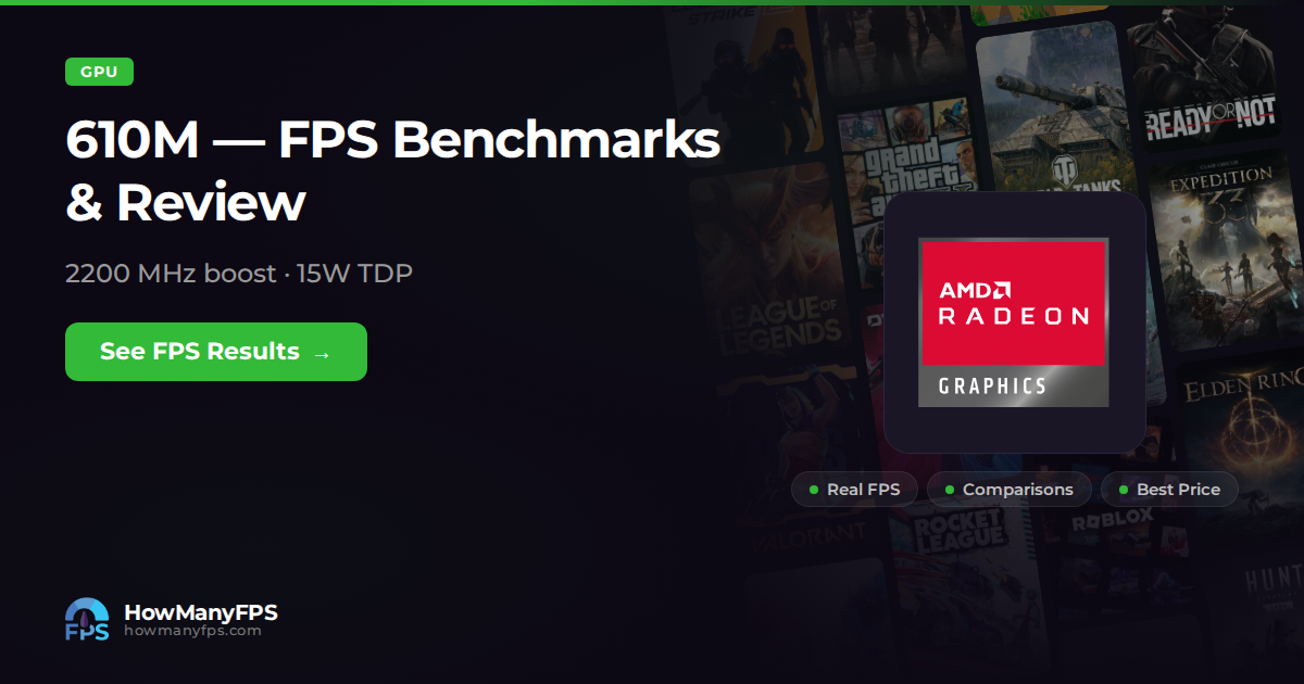 Radeon 610M: FPS, Specs & Benchmarks – HowManyFPS