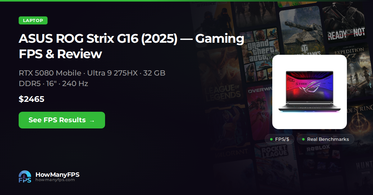 ASUS ROG Strix G16 (2025) Gaming Laptop, RTX 5080, Ultra 9 275HX, 16.0 ...