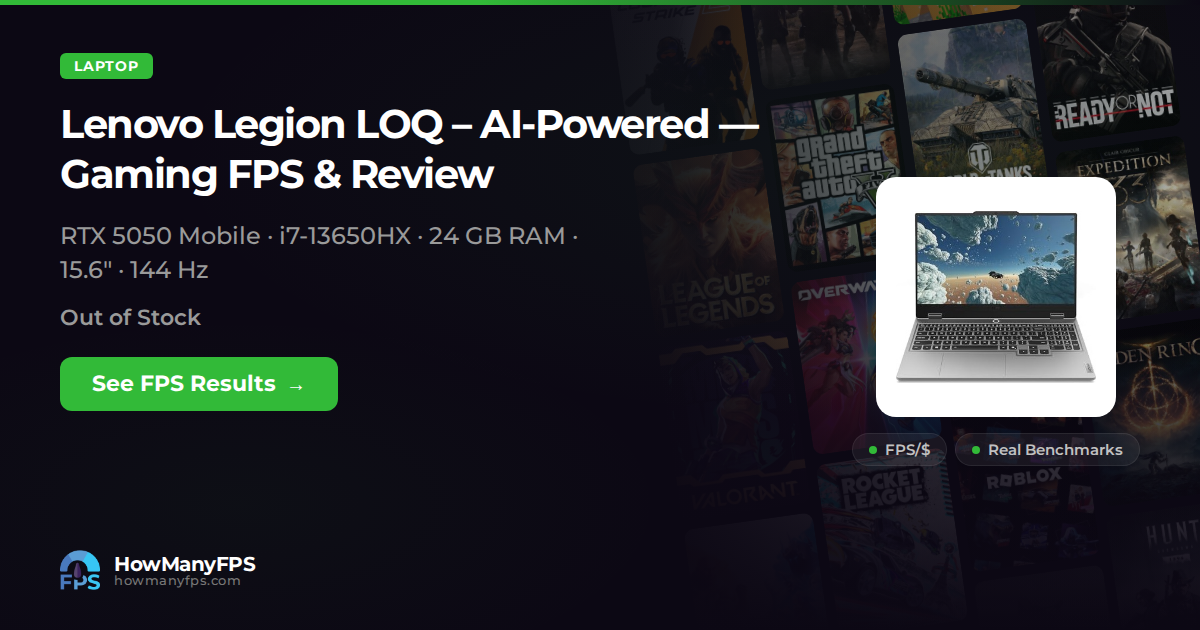 Lenovo Legion LOQ – AI-Powered Gaming Laptop, RTX 5050, i7-13650HX, 15. ...