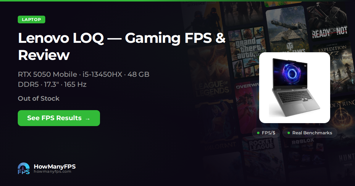 Lenovo LOQ Gaming Laptop, RTX 5050, i5-13450HX, 17.3" FHD 165Hz, 48 GB ...